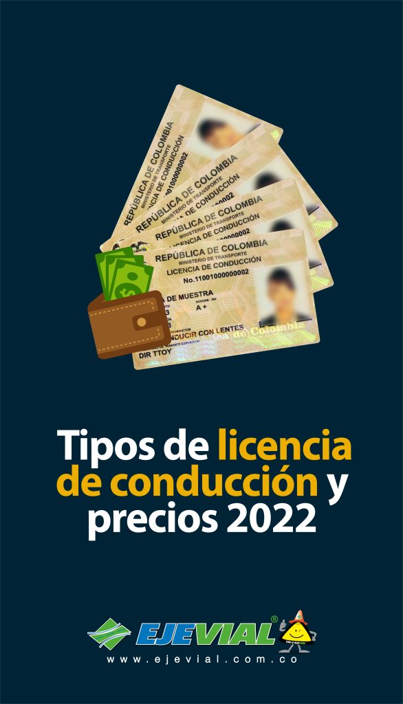 Tipos de licencia de conducción y precios 2022 - EJEVIAL Pereira